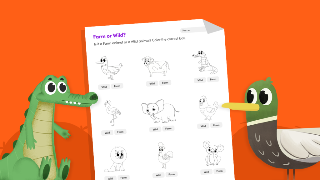 Farm and Wild Animals Sorting Worksheet | Preschoolers Activity