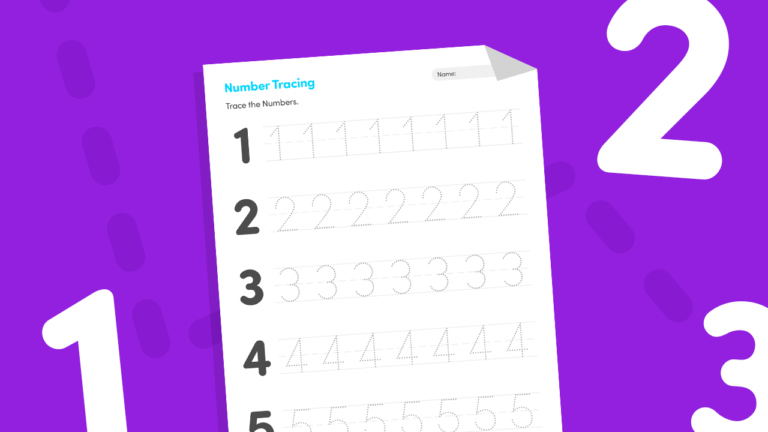 Number Tracing (1-5) Worksheet for Preschoolers | Free Printable