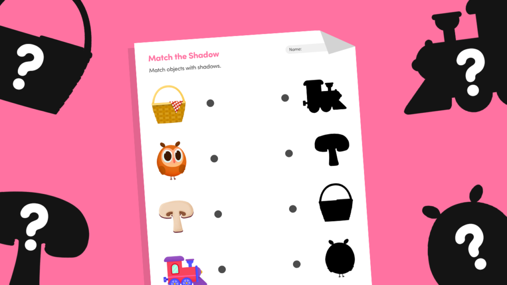 Shadow Matching Worksheet | Match Objects to Silhouette for Kids