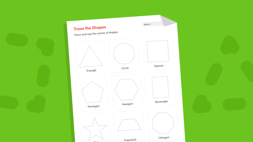 Shape Tracing Worksheet Easy | 8 Shapes | Free Printable
