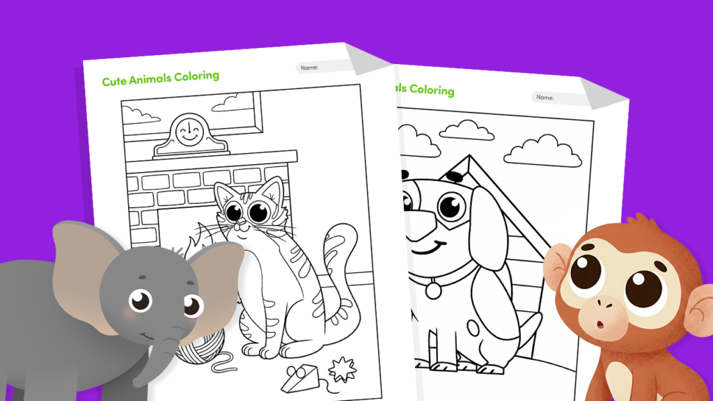Cute Animals Coloring Pages | Free Printable Worksheets for Kids