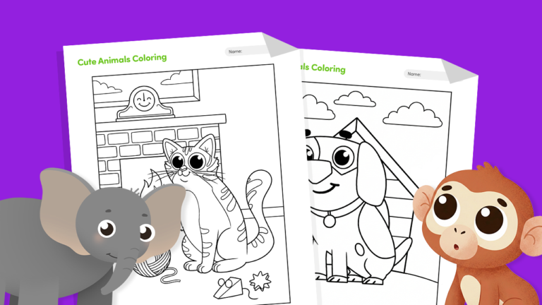 Cute Animals Coloring Pages | Free Printable Worksheets for Kids